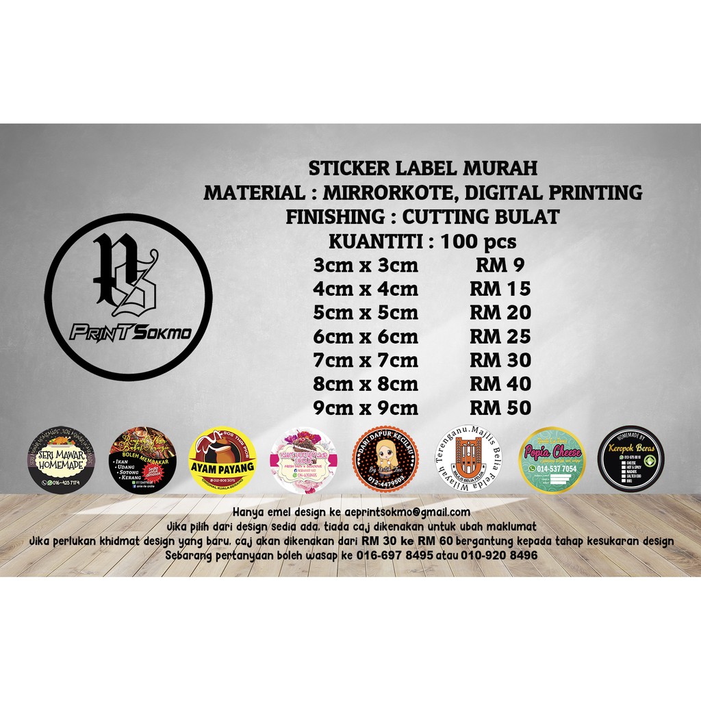 STICKER LABEL MURAH 💥 MATERIAL MIRRORKOTE 💥 100PCS (DARI RM 9 SAHAJA ...