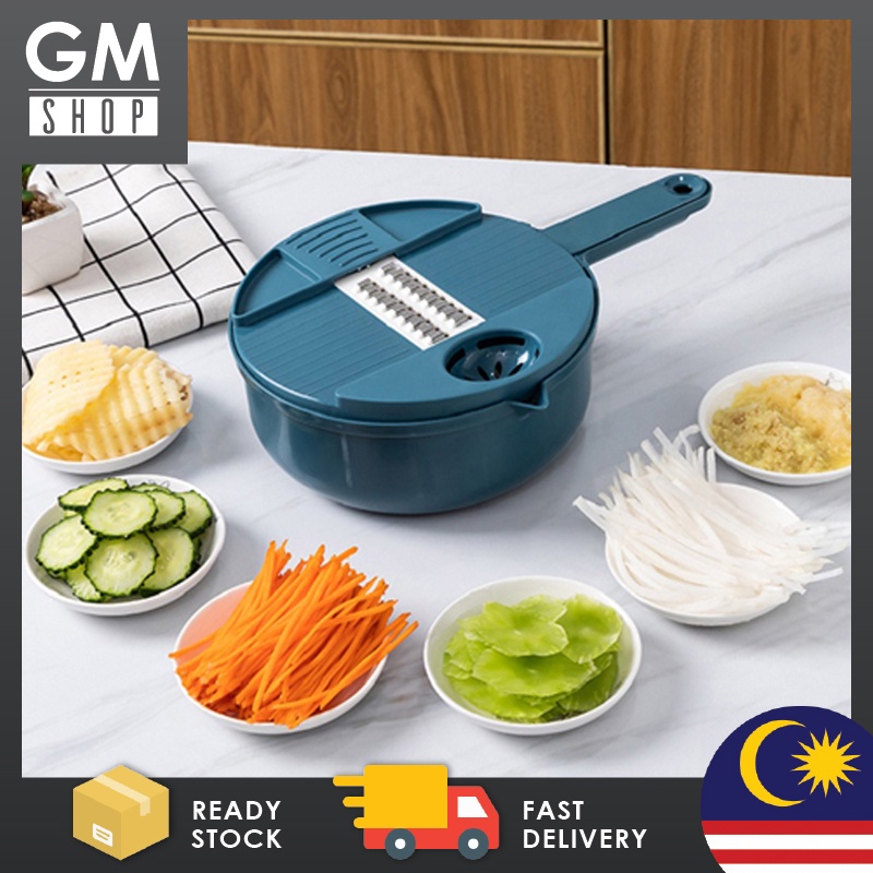 GMSHOP Kitchen Utensil 18-In-1 Multifunction Vegetables Fruit Slicer With Drainage Basket ...