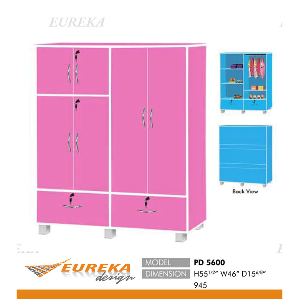 EUREKA 4ft Swing Door Children Wardrobe/Almari Baju Budak Storage ...