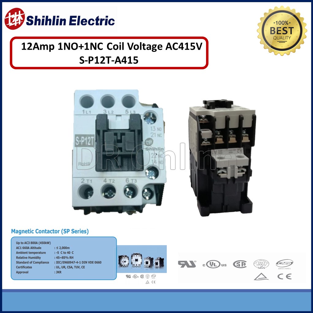 Shihlin Magnetic Contactor 12A 5.5KW/7.5HP ~ 1NO+1NC ~ AC240/AC110 ...