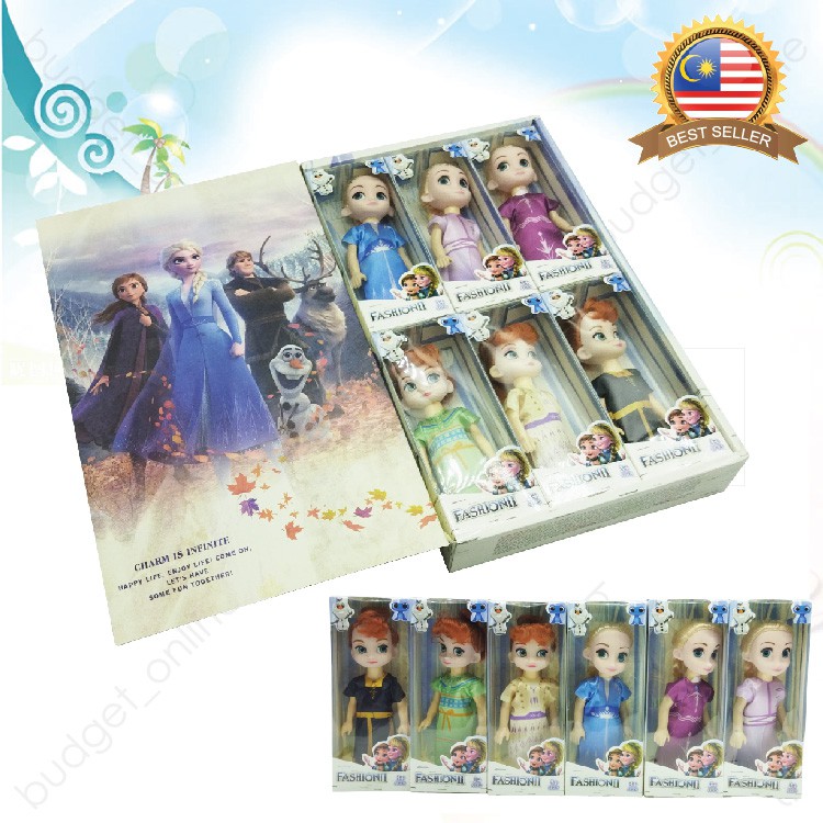 6Pcs/Set Disney Princess Frozen Mini Dolls Toy Elsa Anna / Mainan ...