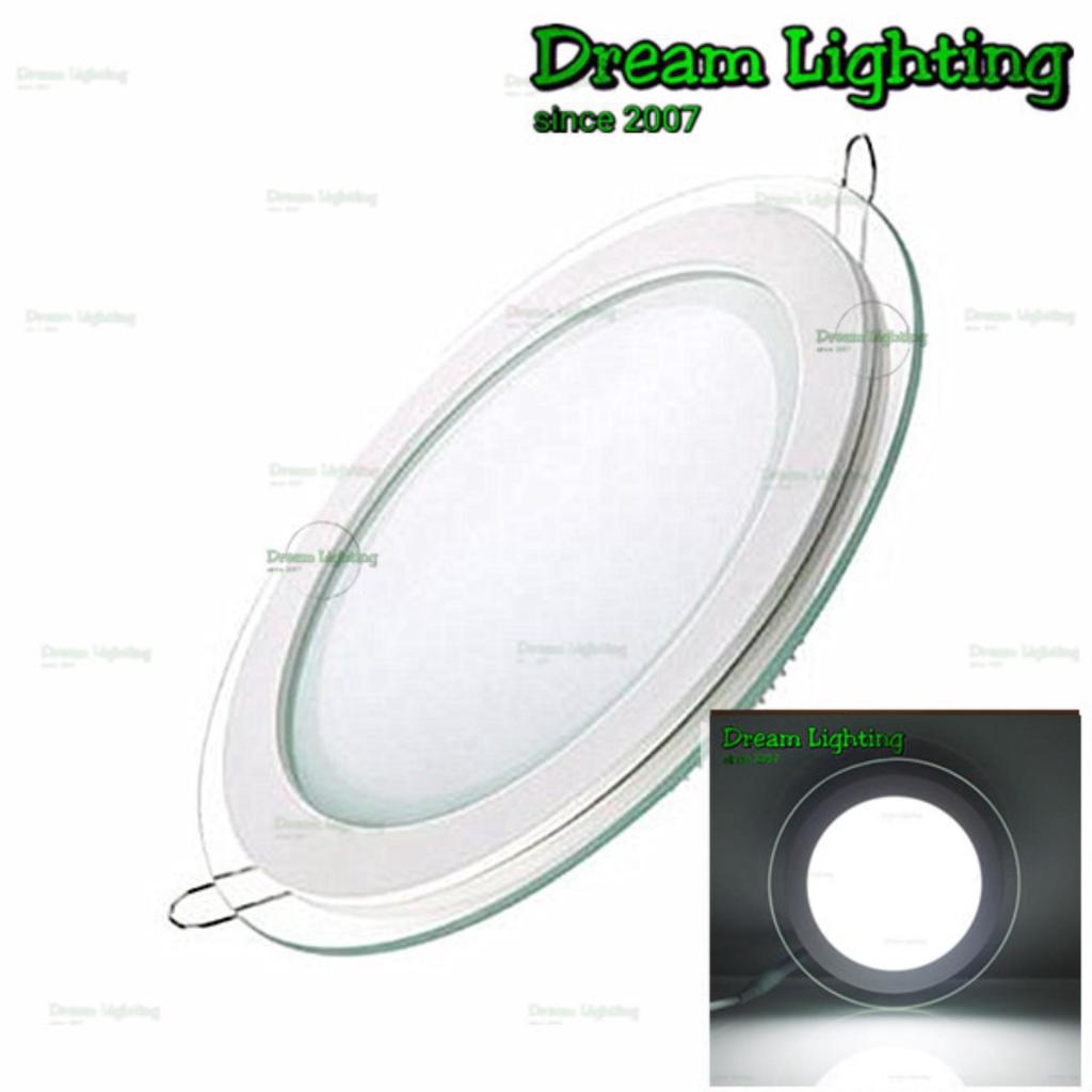 12W Led Panel Downlight Glass Round LED Ceiling Recessed Light Daylight ...