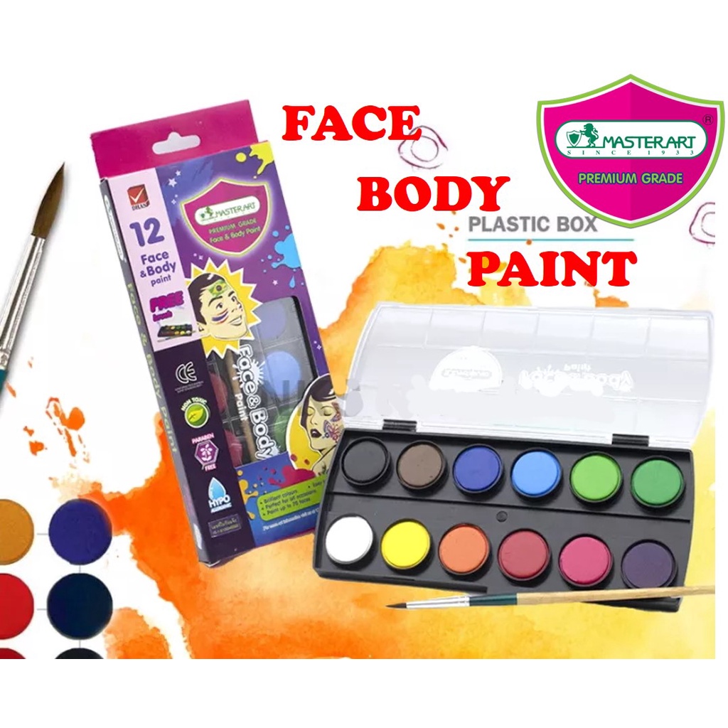 Masterart Master Art Face and Body Paint 12 colors + 1 brush (Cat muka ...