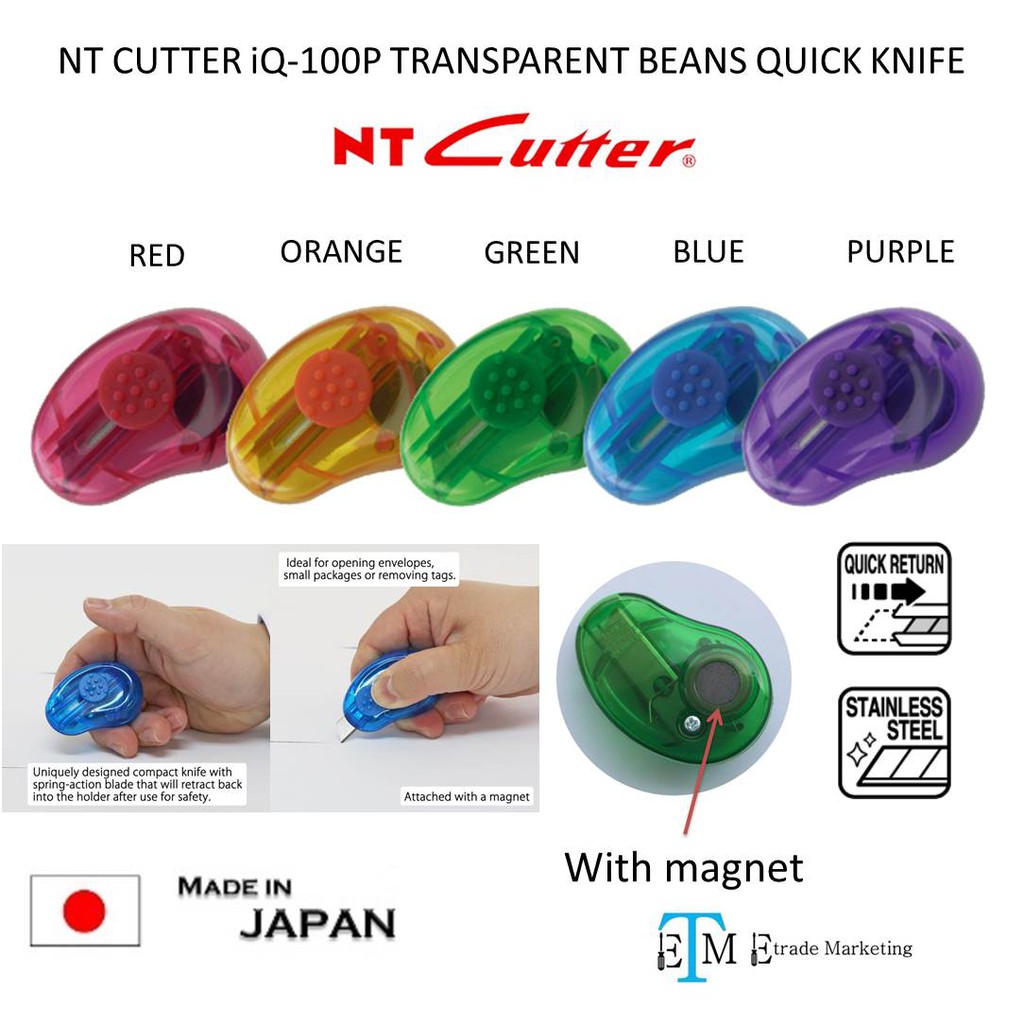 NT CUTTER iQ-100P TRANSPARENT BEANS QUICK KNIFE (MADE IN JAPAN ...