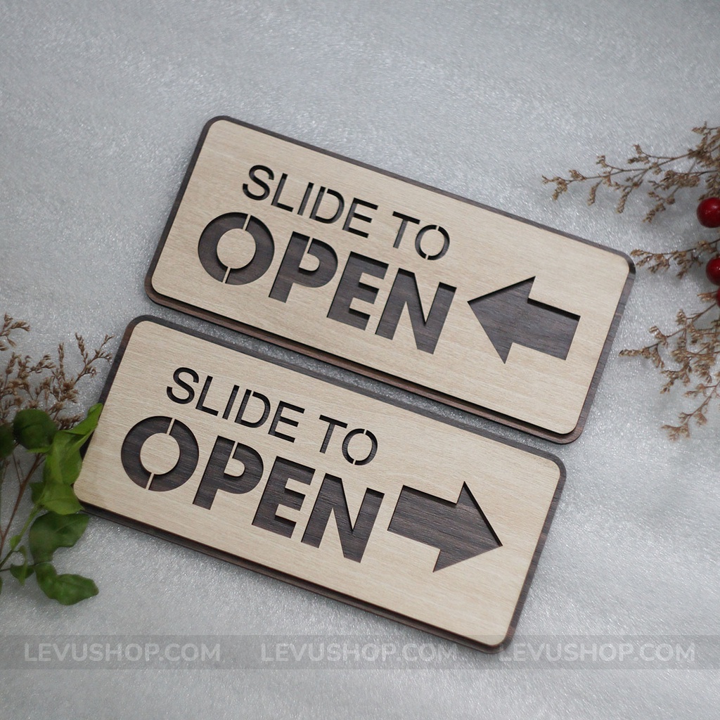 Wooden Board Stickers Door Opening Instructions LEVU-TP08 Slide To Open ...