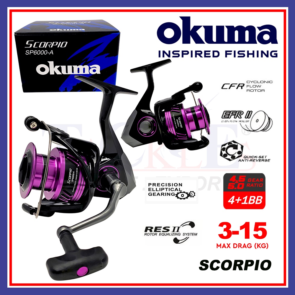 Okuma Scorpio Mesin Pancing Spinning 3-15kg Drag | Air Masin | 4+1BB ...