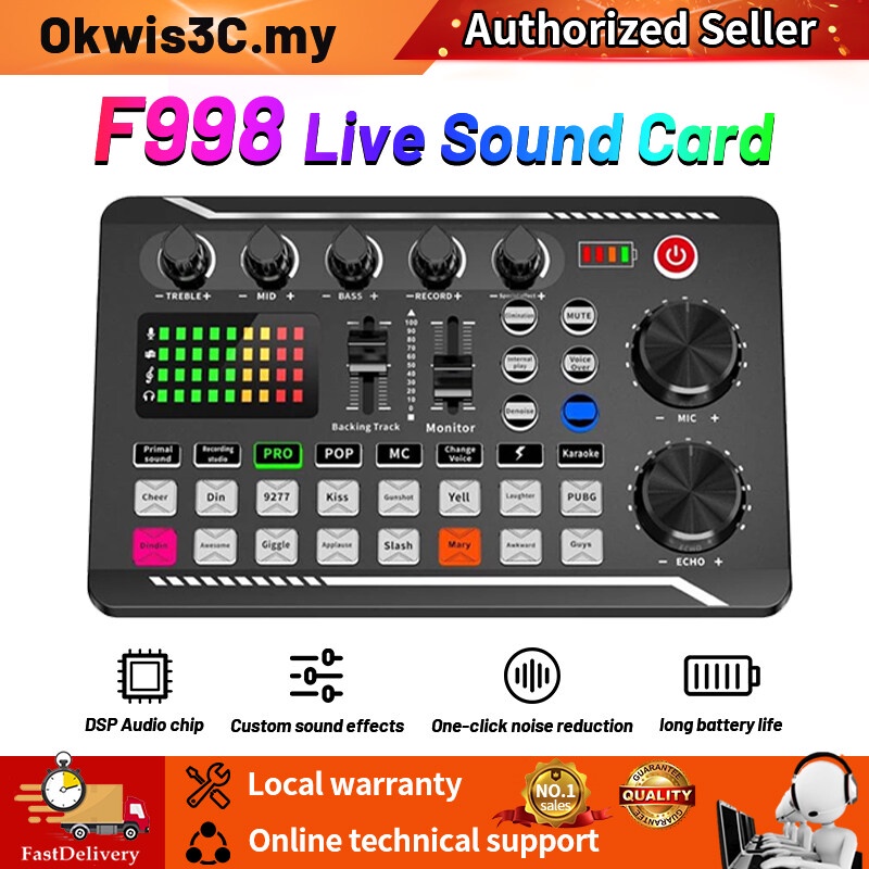 [24h Ship]F998 Sound Card HIFI Live Sound Card Mixer Board Streaming Audio Bluetooth 5.0 ...