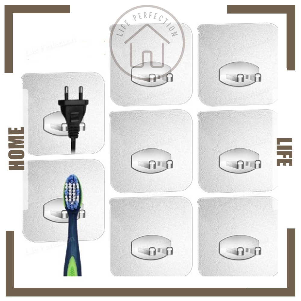 Plug Holder Wall Mount Bracket USB Cable Adhesive Hook Tooth Brush ...