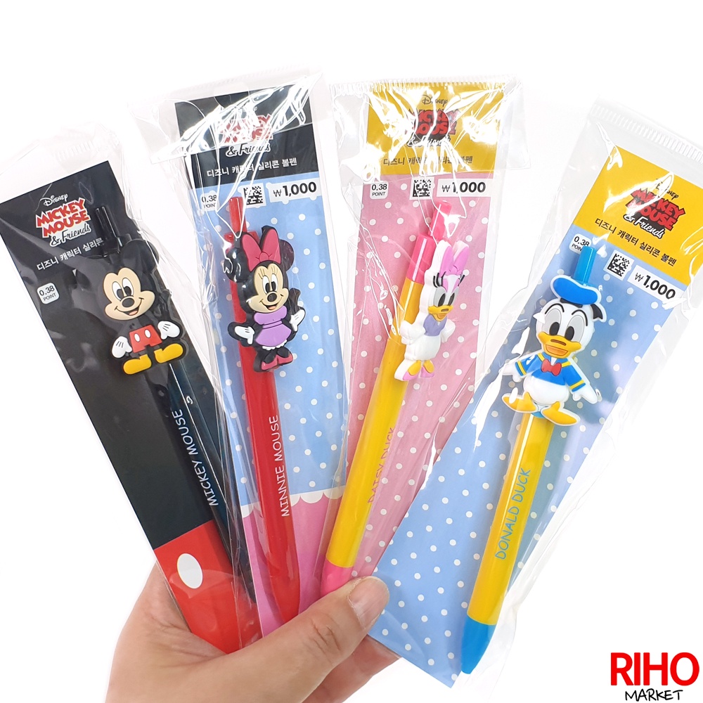 Korea Daiso Silicone Ballpoint Pen Black Ink Mickey Minnie Donald Duck ...