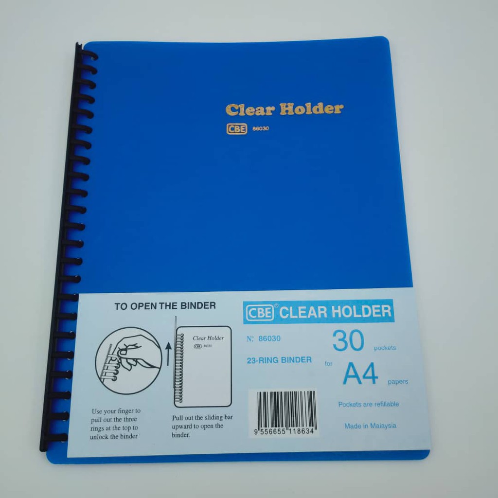 Ready Stock CBE 30 Pocket Refillable File Cover Clear Holder for A4 ...