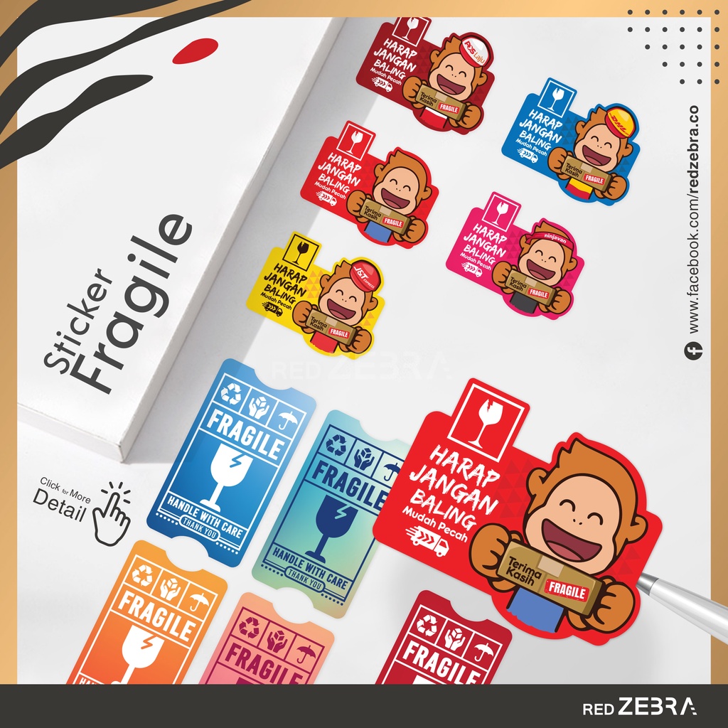 Red Zebra 】 [ READYMADE ] Creative Fragile Sticker Label | Special ...