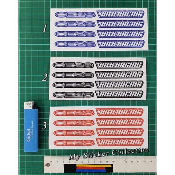 CE28 Volk Racing Car Rim Stickers Set (Blue/Black/Red) #ce28 # ...