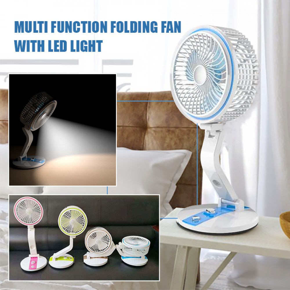 Rechargeable Foldable Fan with LED Emergency Light Portable Light ...