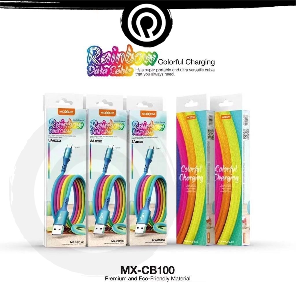 Moxom MX-CB100 Rainbow Colorful Charging Data Cable USB phone charging cable fast charging 3A ...
