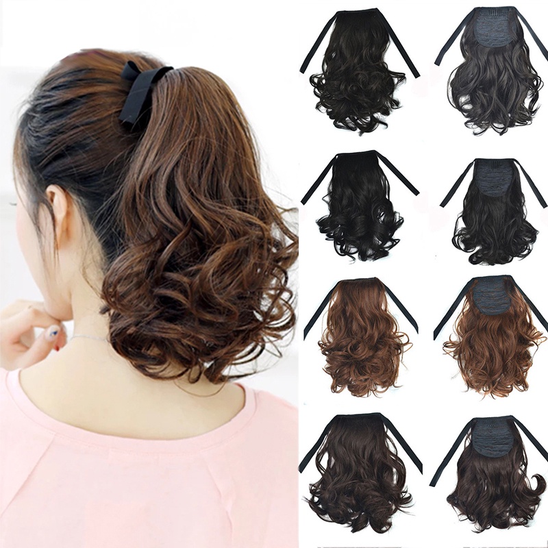 Short Wavy Curly Wig Ponytail Bundled Ponytail Lazy Ponytail Hair ...