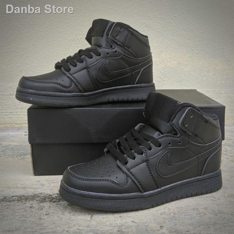 ﹍NIKE AIR JORDAN HIGH CUT ALL BLACK MEN WOMEN SNEAKERS SPORTS SHOES ...