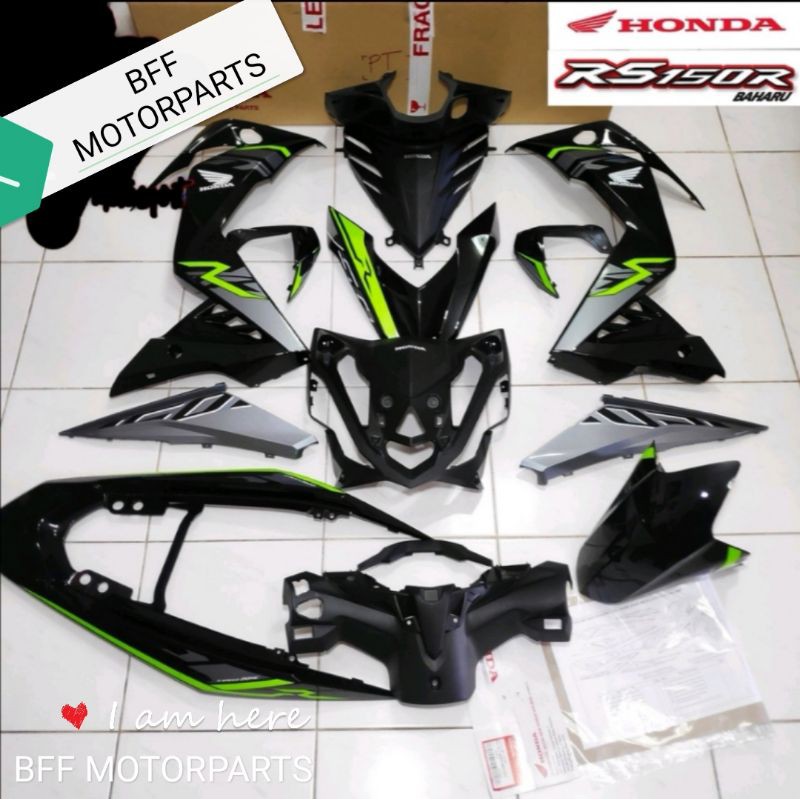 HONDA RS150 BODY COVER SET BLACK/STICKER BLACK GREEN ORIGINAL | Shopee ...