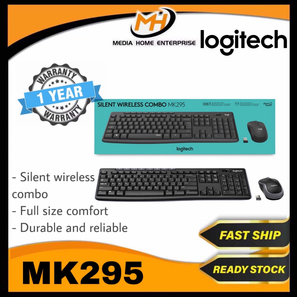 Logitech Silent Wireless Keyboard And Mouse Mk295 Full Size Comfort Comfortable And Compact