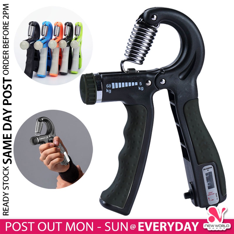 𝗗𝗜𝗚-𝗖𝗢𝗨𝗡𝗧𝗘𝗥 》Hand Grip Adjustable Resistance 5kg To 60kg Wrist Arm ...