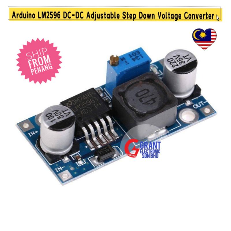 Arduino LM2596 DC-DC Adjustable Step Down Voltage Converter Module ...