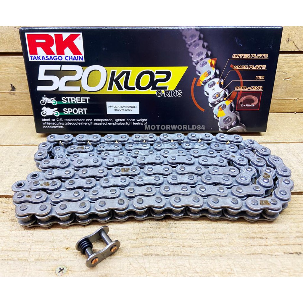 RANTAI RK 120L O-RING CHAIN 520KLO2 KLO 100% ORIGINAL RK O-RING BLACK ...