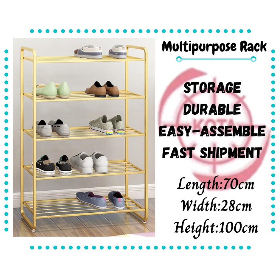 Multipurpose Gold Rack (5 Tiers)(Ready Stock & Fast Shipment) | Shopee ...