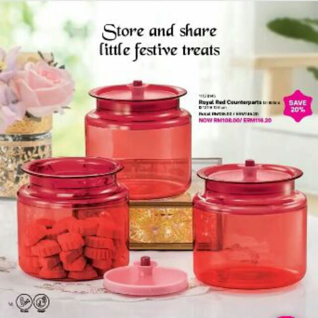 Tupperware Royal Red Counterparts (900ml x 3 Pcs) | Shopee Malaysia