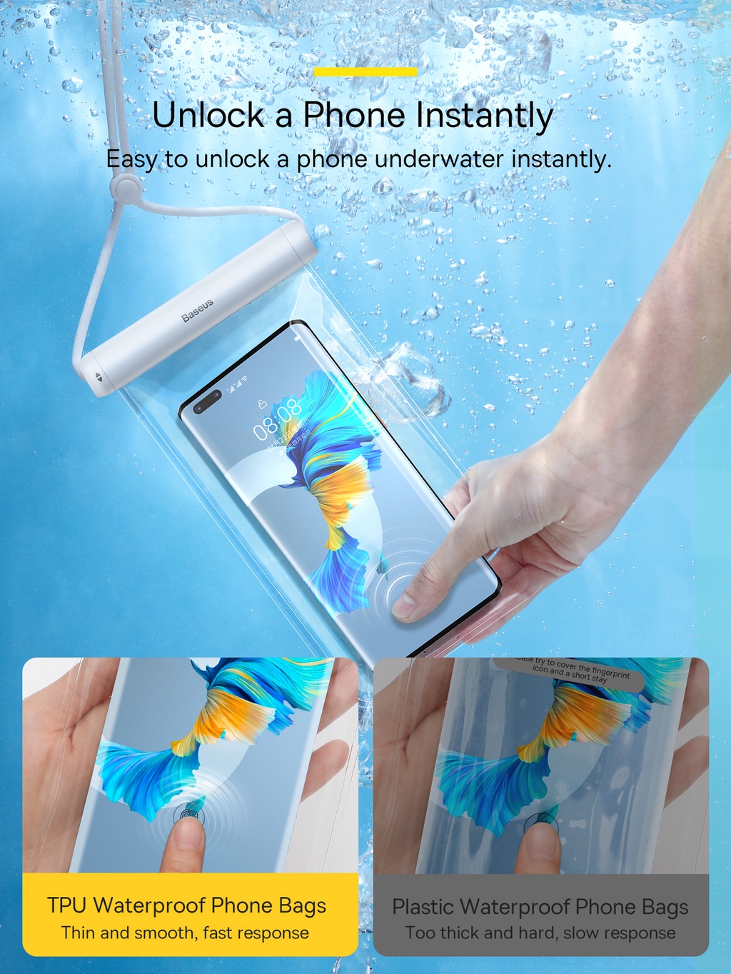 Baseus Waterproof Phone Bag for Universal Mobile Phone for Swimming ...