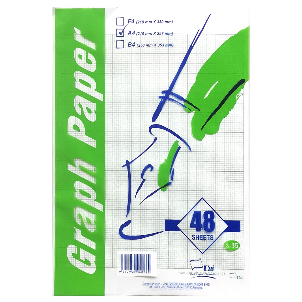 UNI Graph Paper A4 S35 70gsm 48 Sheets | Shopee Malaysia