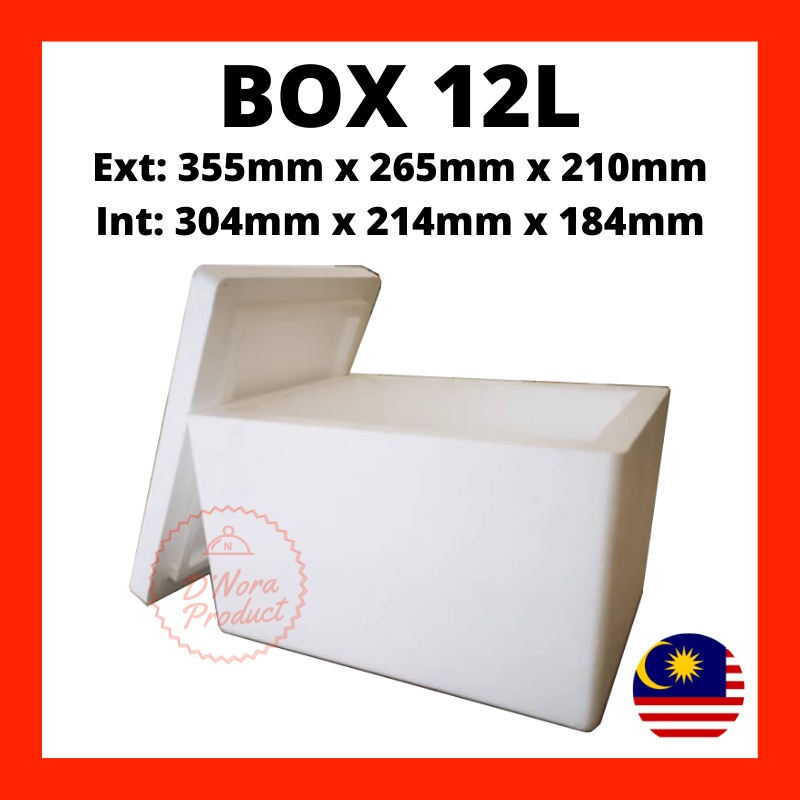 12L Polystyrene Ice Box Cooler Styrofoam Foam Fishbox Polisterin Kotak ...
