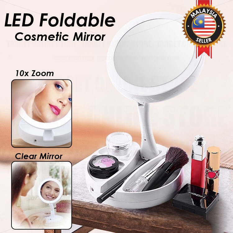 Double Side LED Makeup Mirror 10x Magnification Illuminated Cosmetic ...