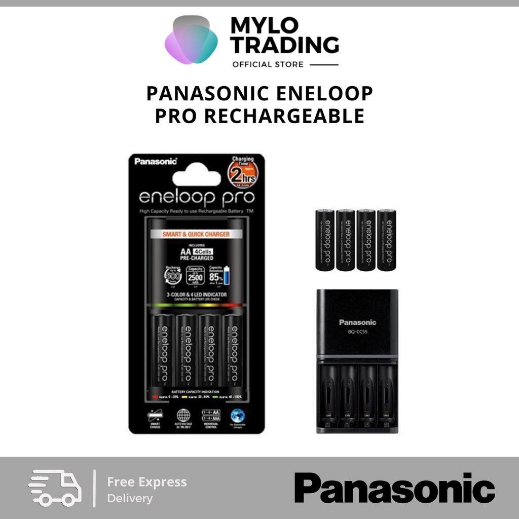 Panasonic Eneloop Pro Rechargeable AA Ni-MH Battery X4 with Charger ...