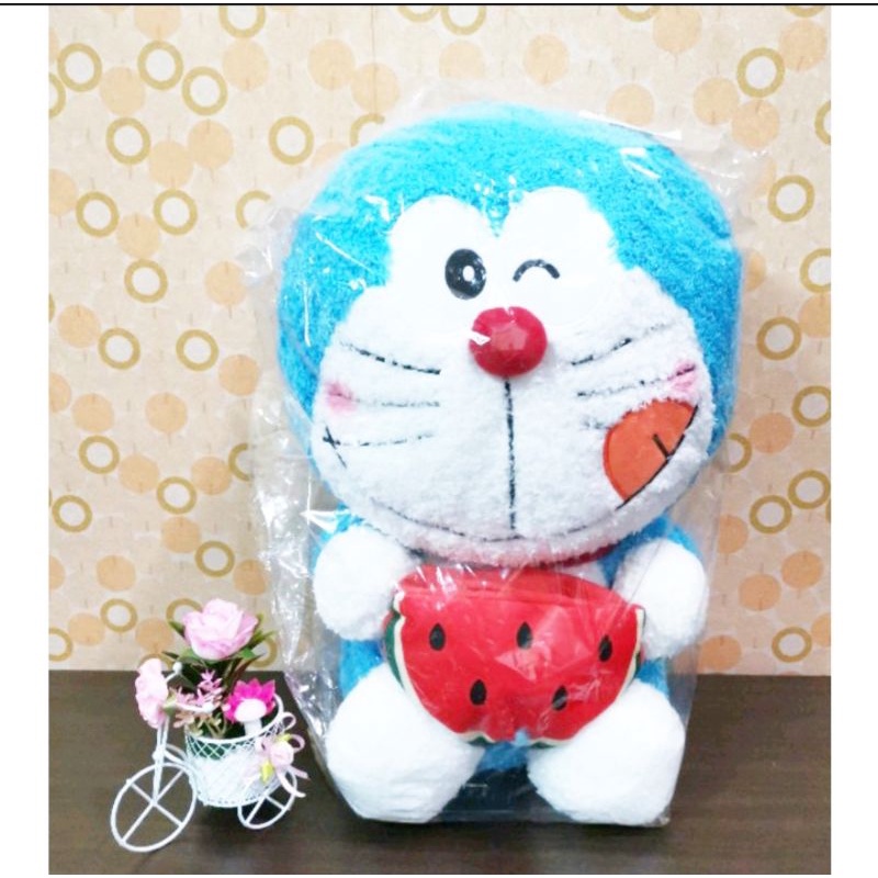 🔥ORIGINAL JAPAN🔥BIG DORAEMON EATING WATERMELON PLUSH SOFTOY *TOREBA ...