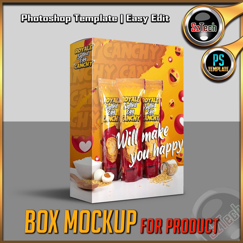 Box Mockup | Photoshop Template | Product Packaging | PSD Mockup | Easy Edit | Shopee Malaysia