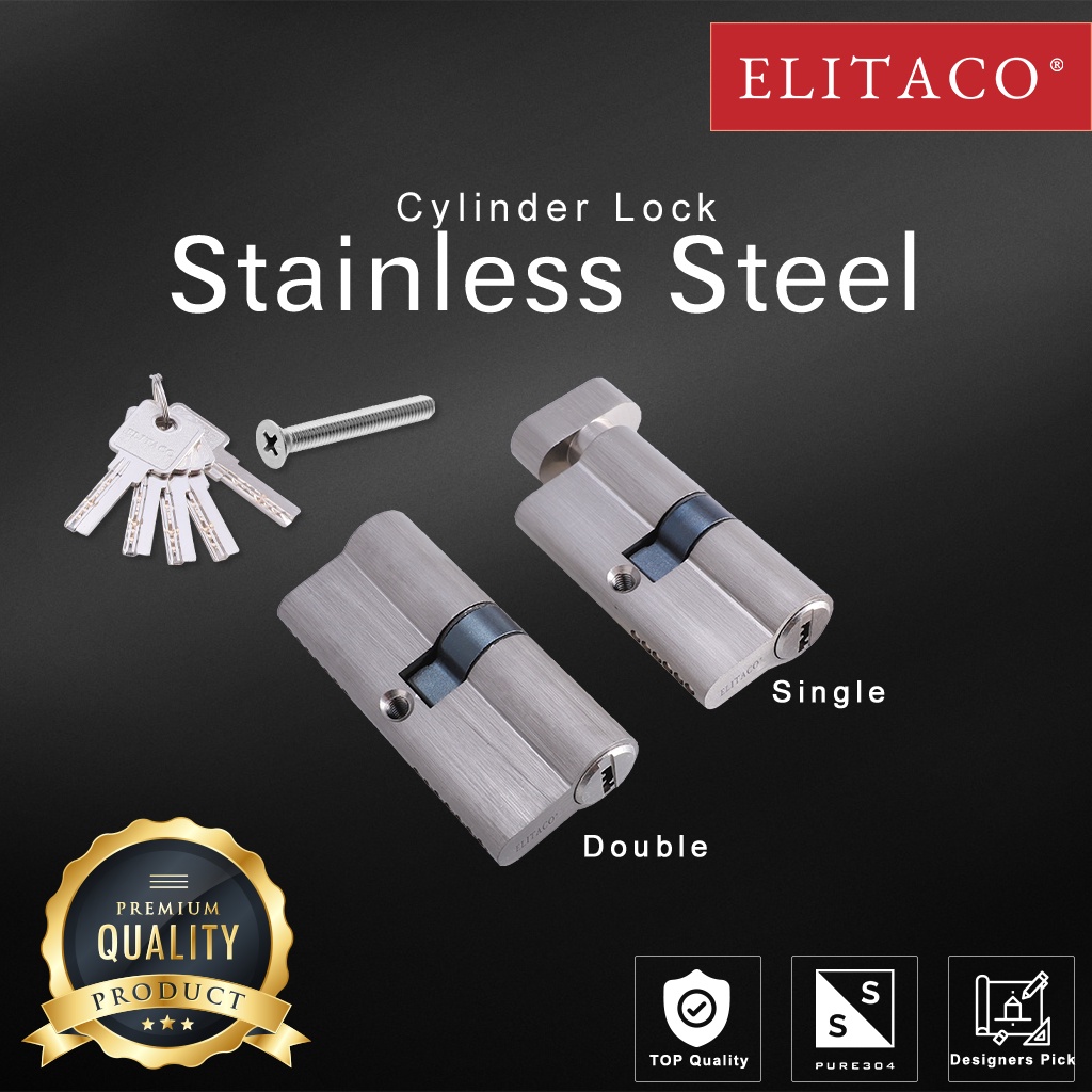 【ELITACO】HVRDWAVE Door Lock Cylinder Profile thumb turn Double Key Two ...