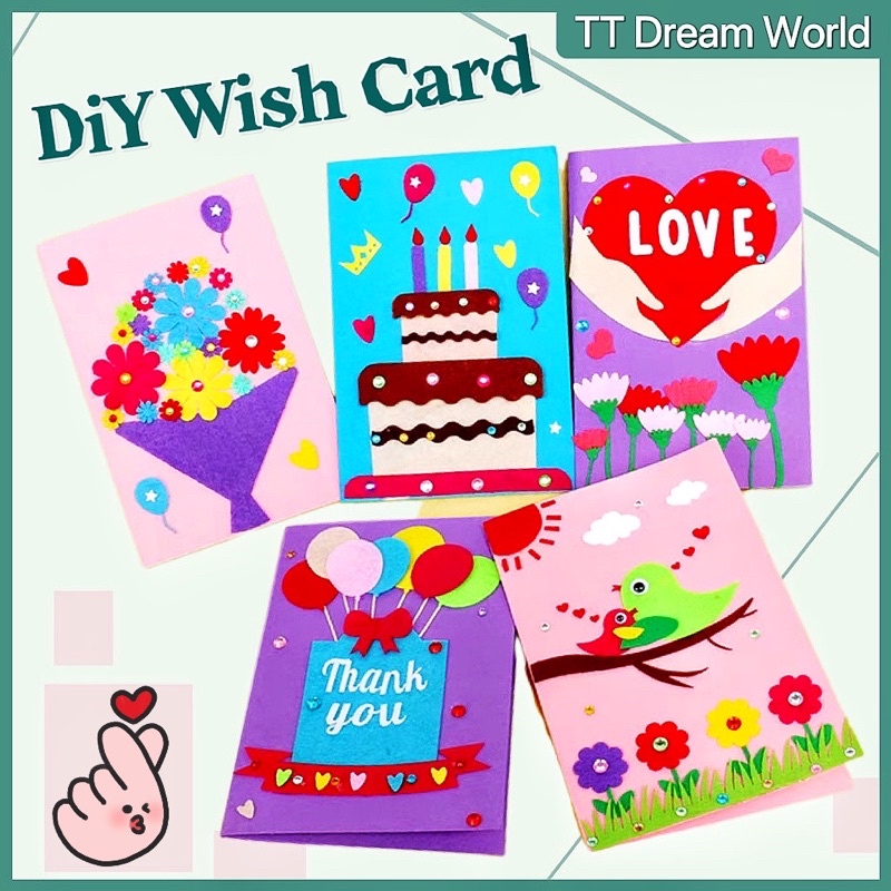 Kids DIY Handmade Greeting Cards Diy Wish Card Children Handmade Non ...