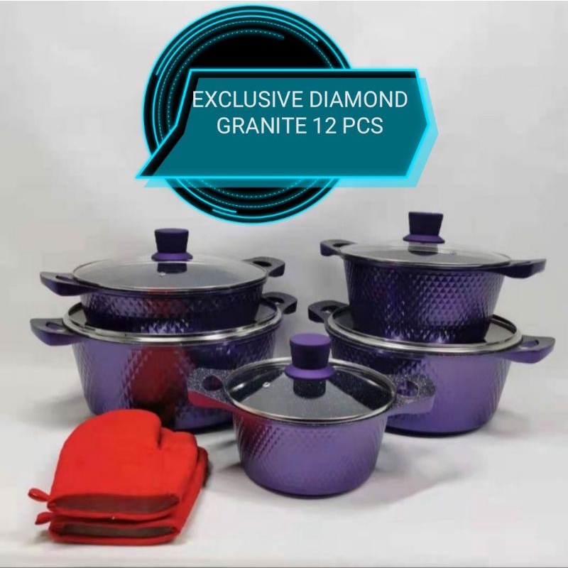 dessini 12 pcs diamond granite cookware set | Shopee Malaysia