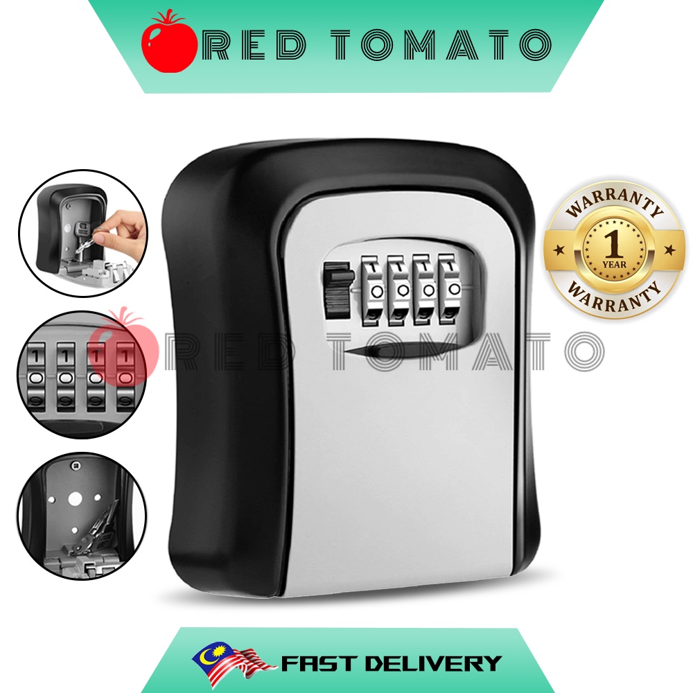 RED TOMATO Wall Mounted Safe Key Box Portable Key Storage Lock Box Peti ...