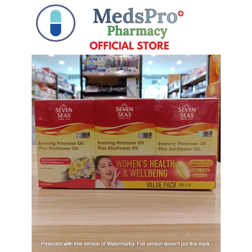 SEVEN SEAS EVENING PRIMROSE OIL PLUS STARFLOWER OIL (EPO) 30'S / 30'SX6 ...