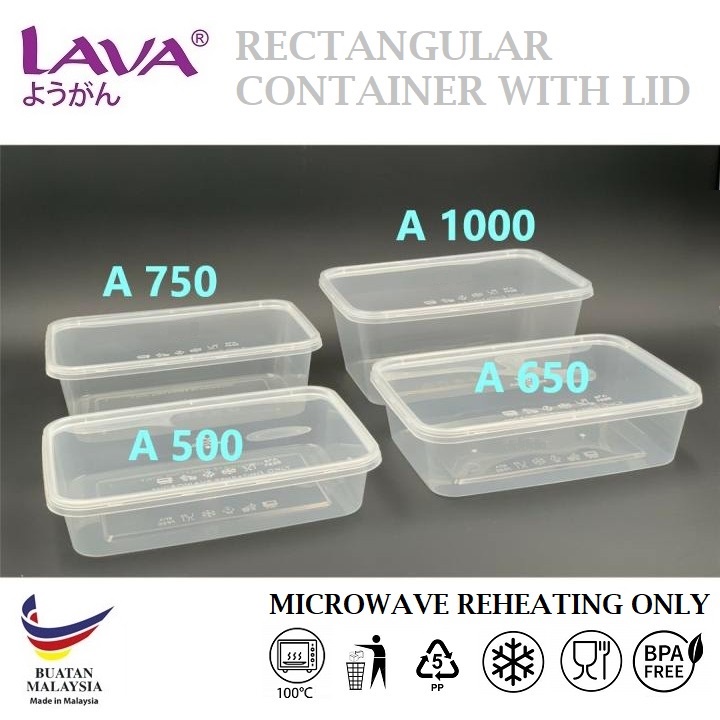 LAVA A500 A650 A750 A1000 Microwave Reheating Plastic Rectangular Food ...