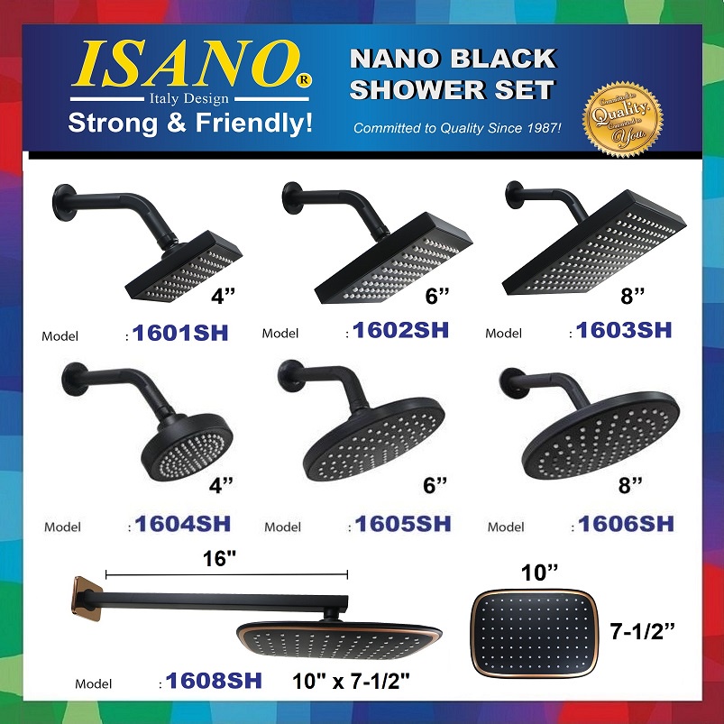 Isano Shower Head 360 Degree Rainfall Showerhead Square Set Wall ...