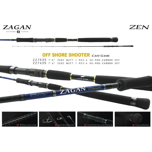 ZEN fishing rod ZAGAN X EA OFFSHORE SHOOTER ZZ702S ZZ732S SPINNING ROD ...