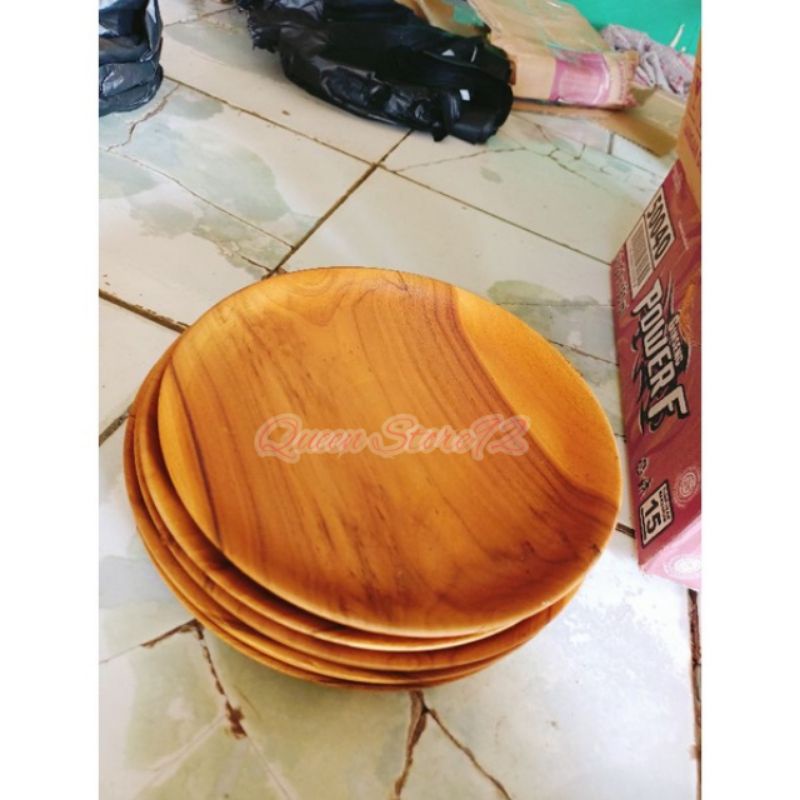 KAYU Teak Wood Plate Diameter 18Cm | Shopee Malaysia
