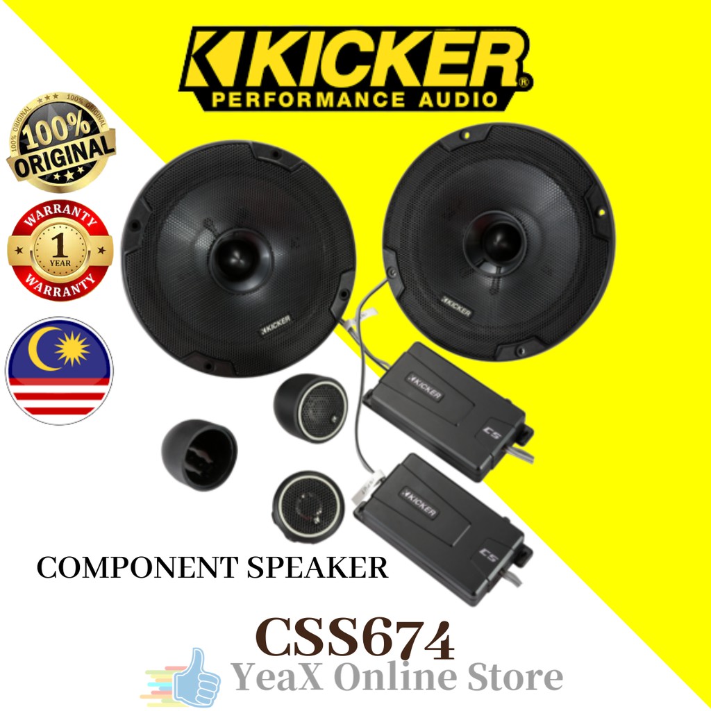 New Kicker Car Audio Speaker CSS674 6" Component Set Midbass Tweeter For Myvi Axia Bezza Vios CH ...