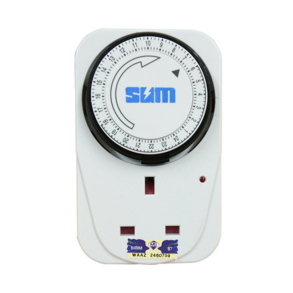 SUM 24 Hours Analog 3 Pin Plug In Timer / Plug Pemasa 3 Pin Analog 24 ...