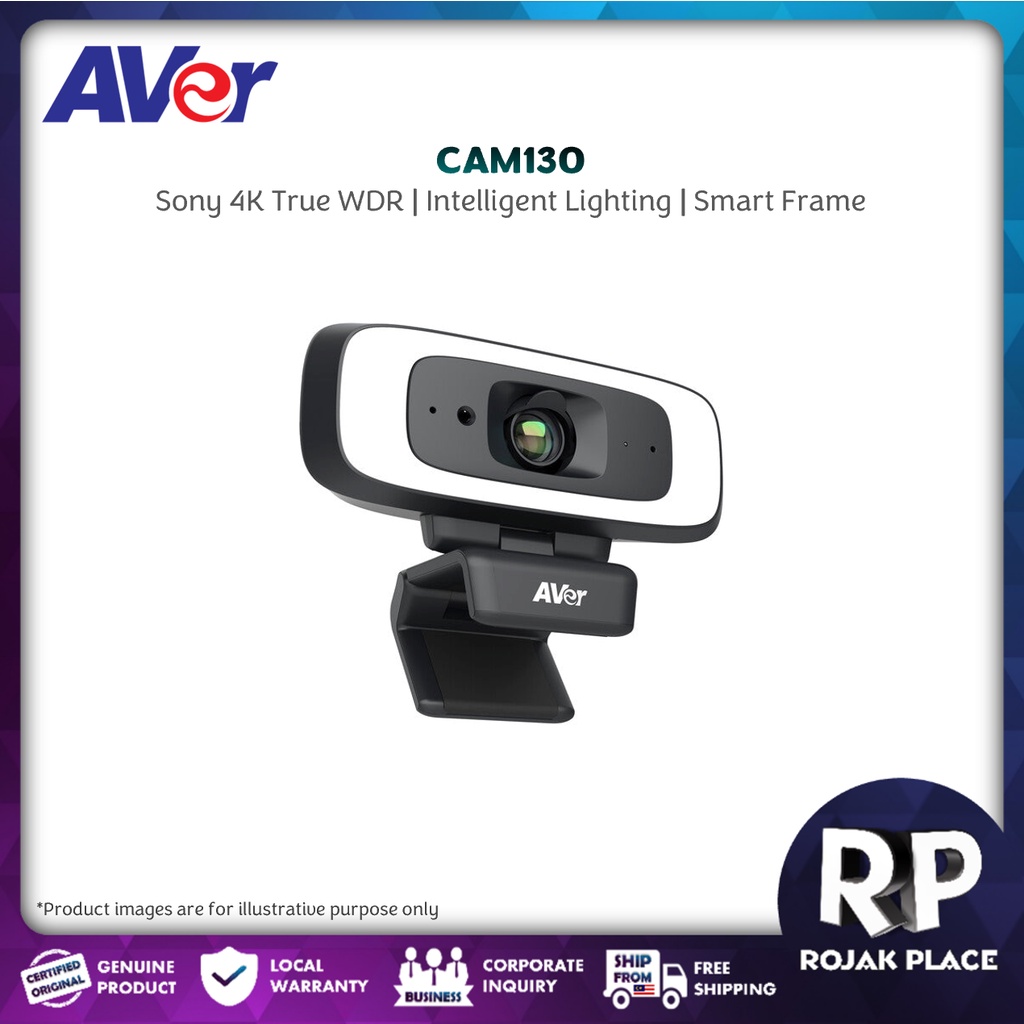 AVer CAM130 4K Conference Camera with Intelligent Lighting Smart ...