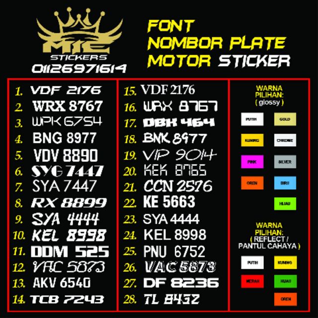 Nombor plate motor stiker (boleh custom) | Shopee Malaysia