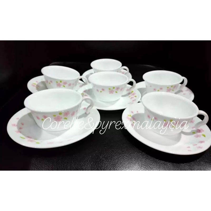 corelle sakura cawan & piring x 6 pasang | Shopee Malaysia