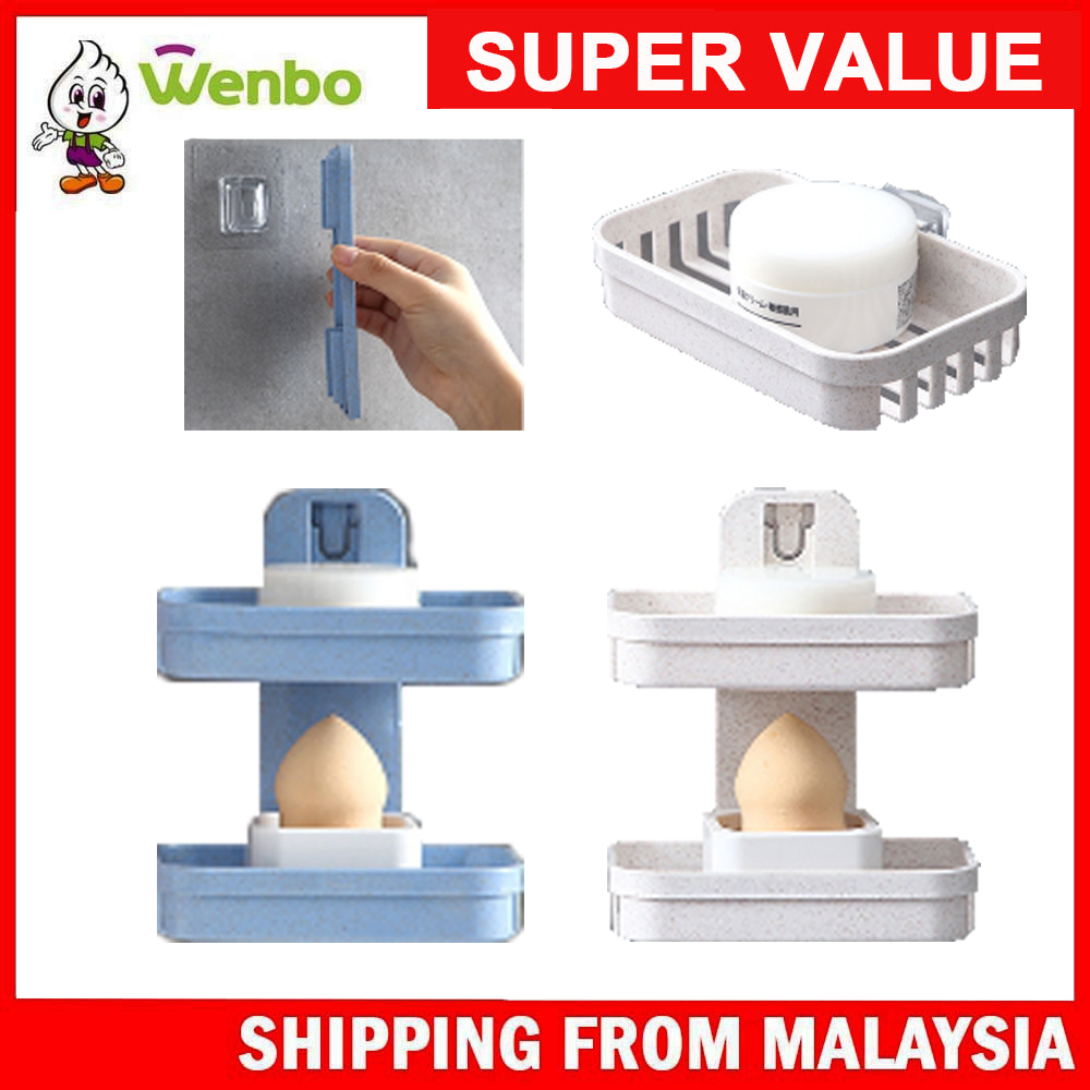 Wenbo DIY Bathroom/Kitchen Wall-Mounted Soap Holder Single/Double Tier ...