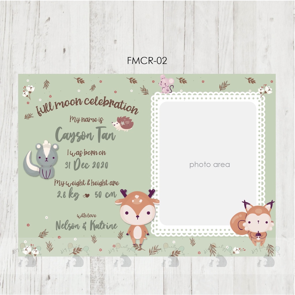 【Photo Card Glossy 】Full month Baby Card / Full moon / Name Card / Gift ...